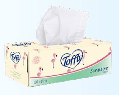 Toffly Veline a 2 veli, ultra soft in box da 150pz, sensitive touch