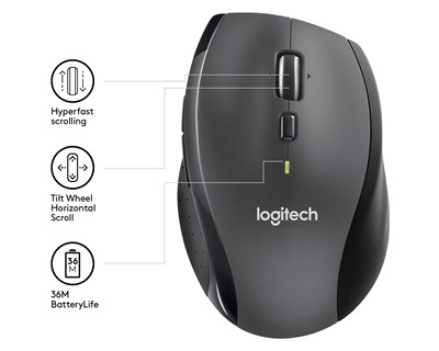Logitech M705 Marathon Mouse wireless USB nero 7 tasti e rotella di scorrimento (910-001949)